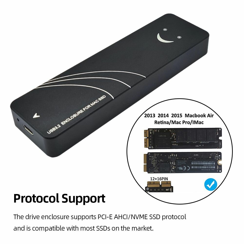 Корпус SSD 10 Гбит/с для MacBook Air/Pro (2013 2017), USB-C внешний корпус USB 3.1 для ноутбука