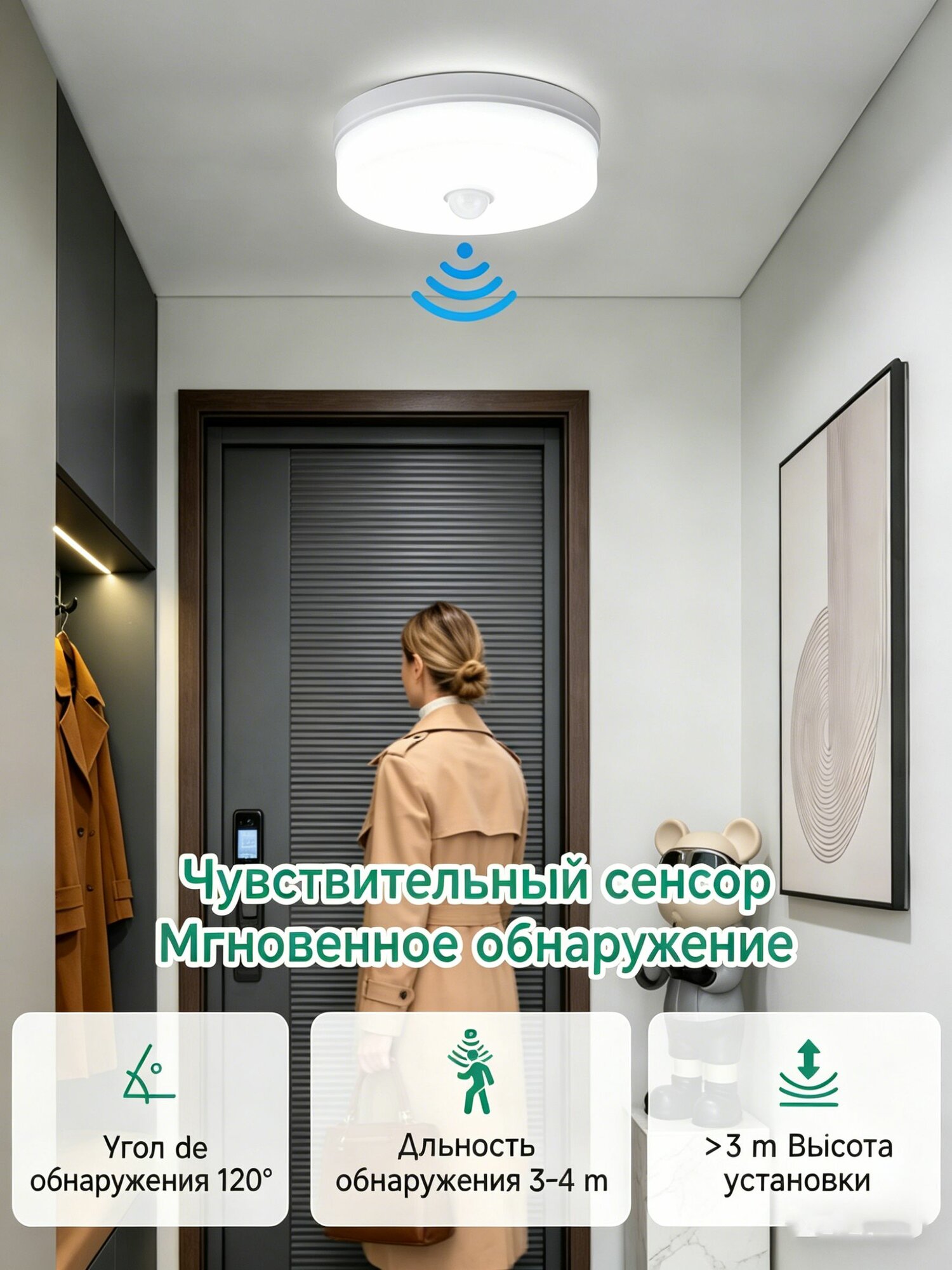 CANMEIJIA Настенно-потолочный светильник, Без цоколя, 20 Вт
