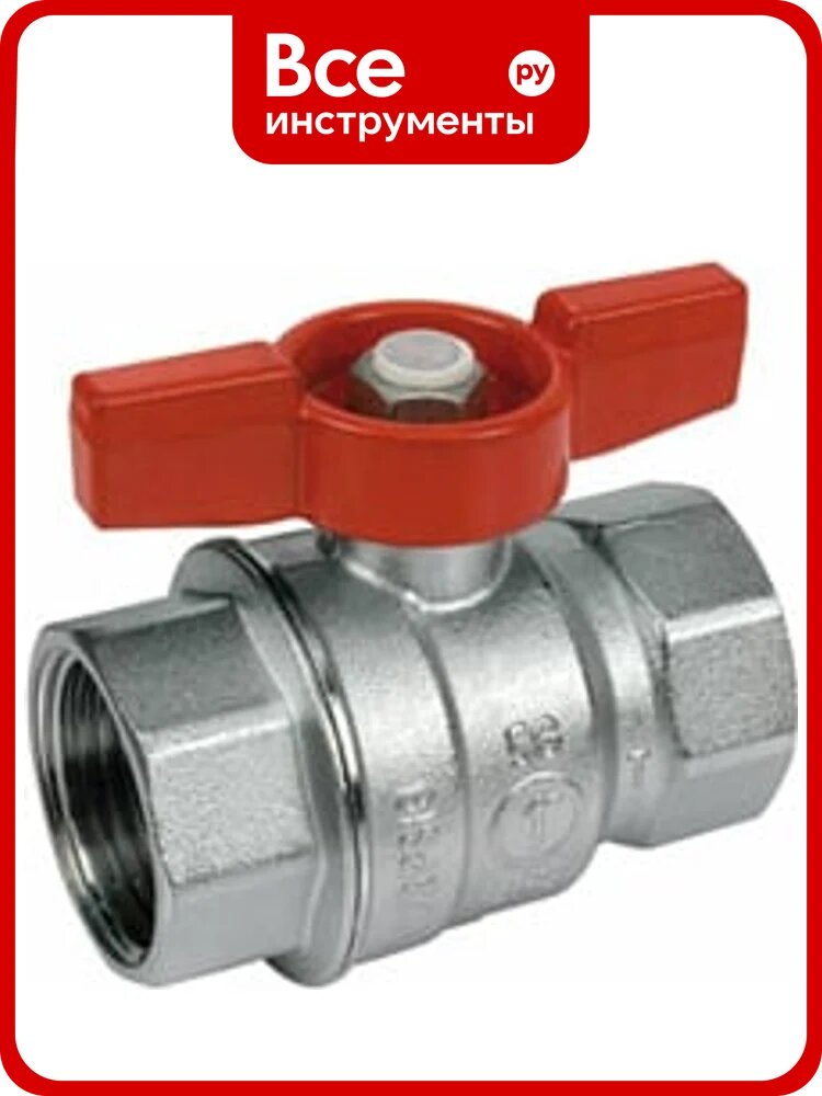 Шаровой кран Giacomini R851 3/4, ВВ, ручка-бабочка красная, хромированный R851X024