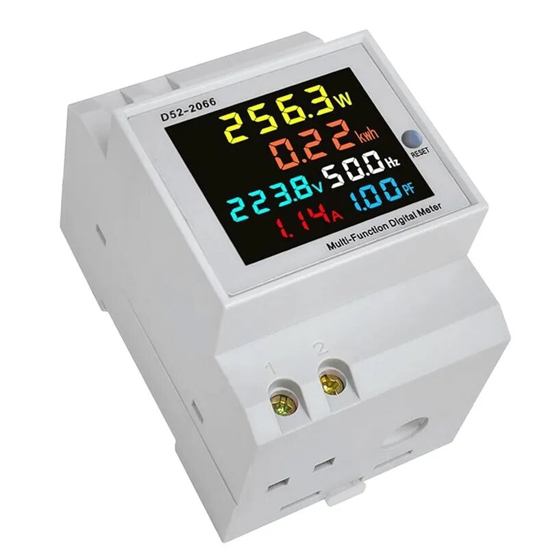 Din Rail AC Monitor 6IN1 40-300V 100A Напряжение Ток Коэффициент мощности Активный KWH Измеритель частоты электрической энергии VOLT AMP