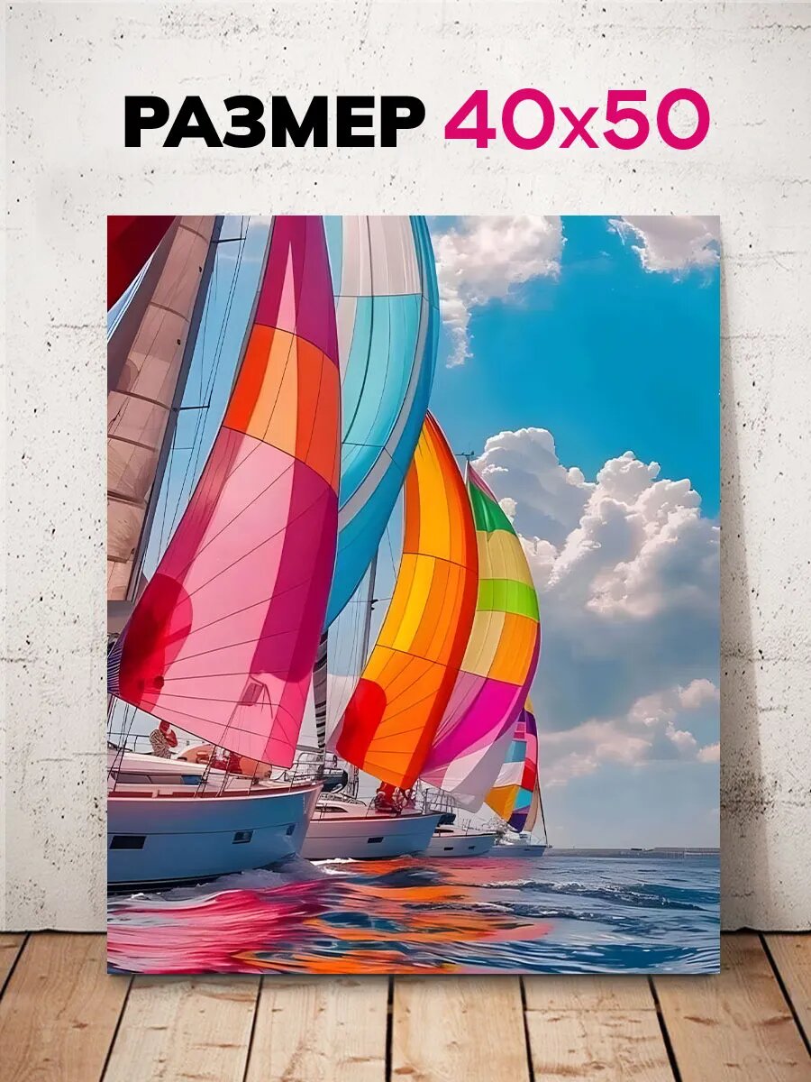 Картина на холсте для дома Парусная Яхта Регата 40х50