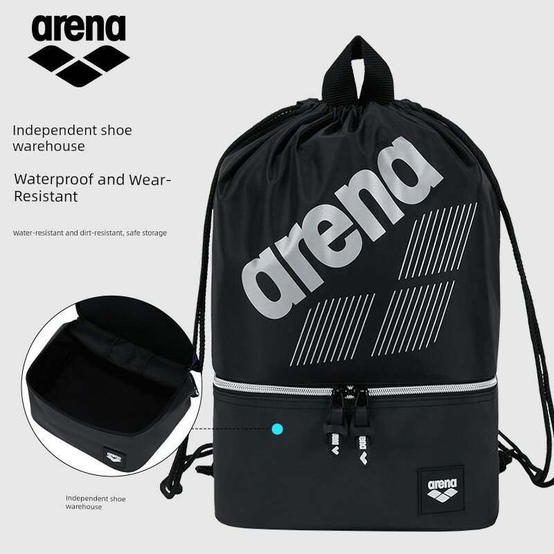 Arena Унисекс Водонепроницаемая Спортивная Сумка с Сухой/Мокрой Секцией, Ручная, Черно-Серый