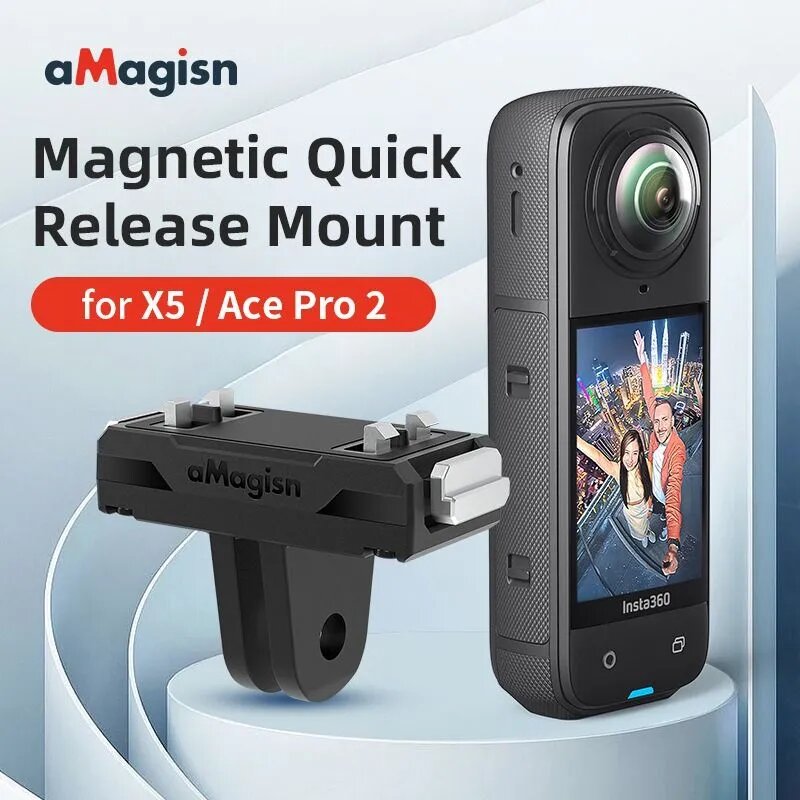 AMagisn Быстросъемное крепление для Insta360 X5 /AcePro2, пластиковое магнитное основание с надежным адаптером с защелкой для аксессуаров Insta 360 X5 /AcePro2