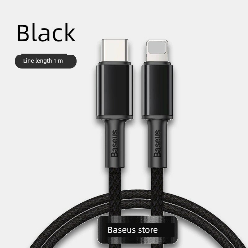 Baseus 1M автомобильный зарядный кабель Lightning с поддержкой 20Вт PD быстрой зарядки и антипутаницей для Apple, черный