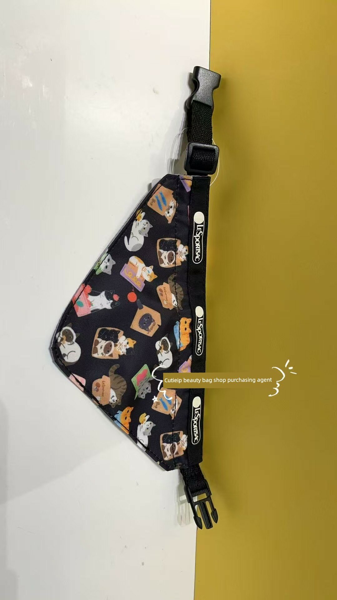 003Z LeSportsac 2025 Новая яркая кошачья принтованная детская салфетка черного цвета с полным рисунком, мягкая