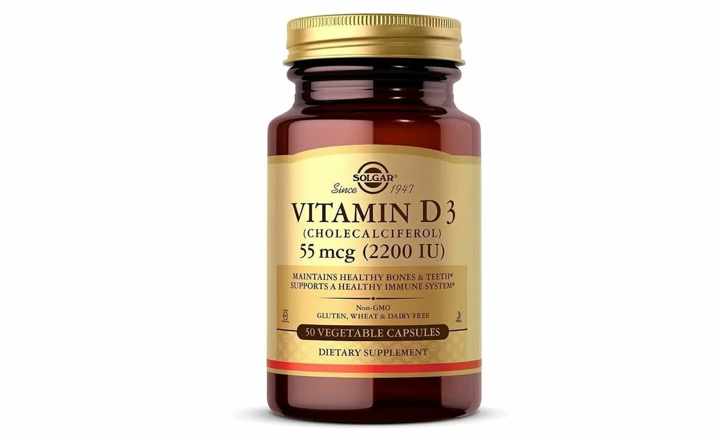 Solgar Vitamin D3 2200 МЕ (IU) 50 вегетарианских капсул США для иммунитета и костей