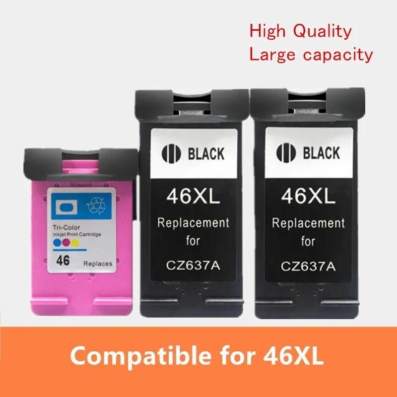 46XL Картридж Совместимый Для Принтеров Серий HP DeskJet 2520hc 2020hc 2025hc 2029 2529 4729