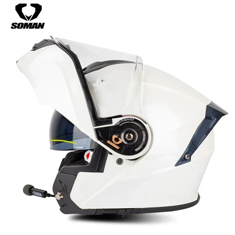 SOMAN SM965 Motorcycle Bluetooth Helmet Flip Up Full Face Casco With DOT&ECE Certification Casque Cycling Helmets