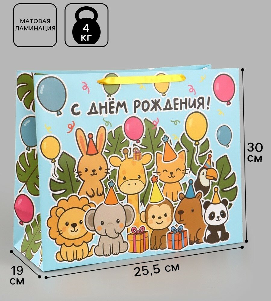 Пакет ламинированный горизонтальный «С Днём рождения», XL 49 ? 40 ? 19 см