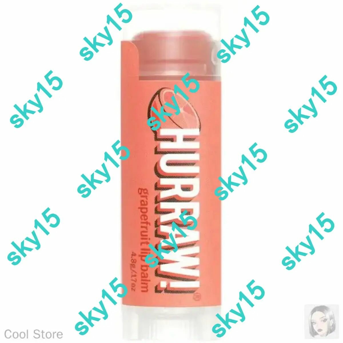 Hurraw Grapefruit Бальзам для губ Грейпфрутовый бальзам для губ 4,8 г.