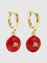 Серьги WLST, эмаль, размер 25 мм, красный, золотой