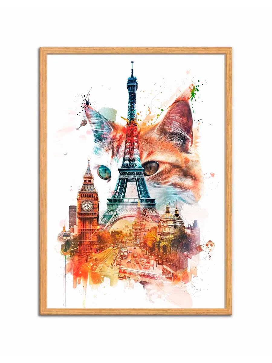 Персидский кот пьет Виски 3, Плакат 30x42см