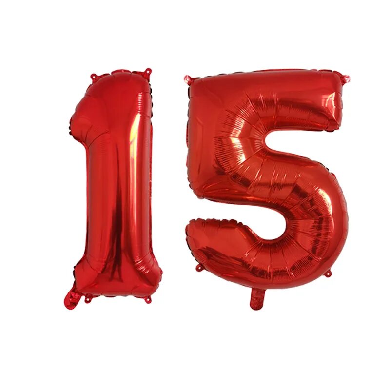 Красные шары цифры "15", 32 дюйма, 2 шт.