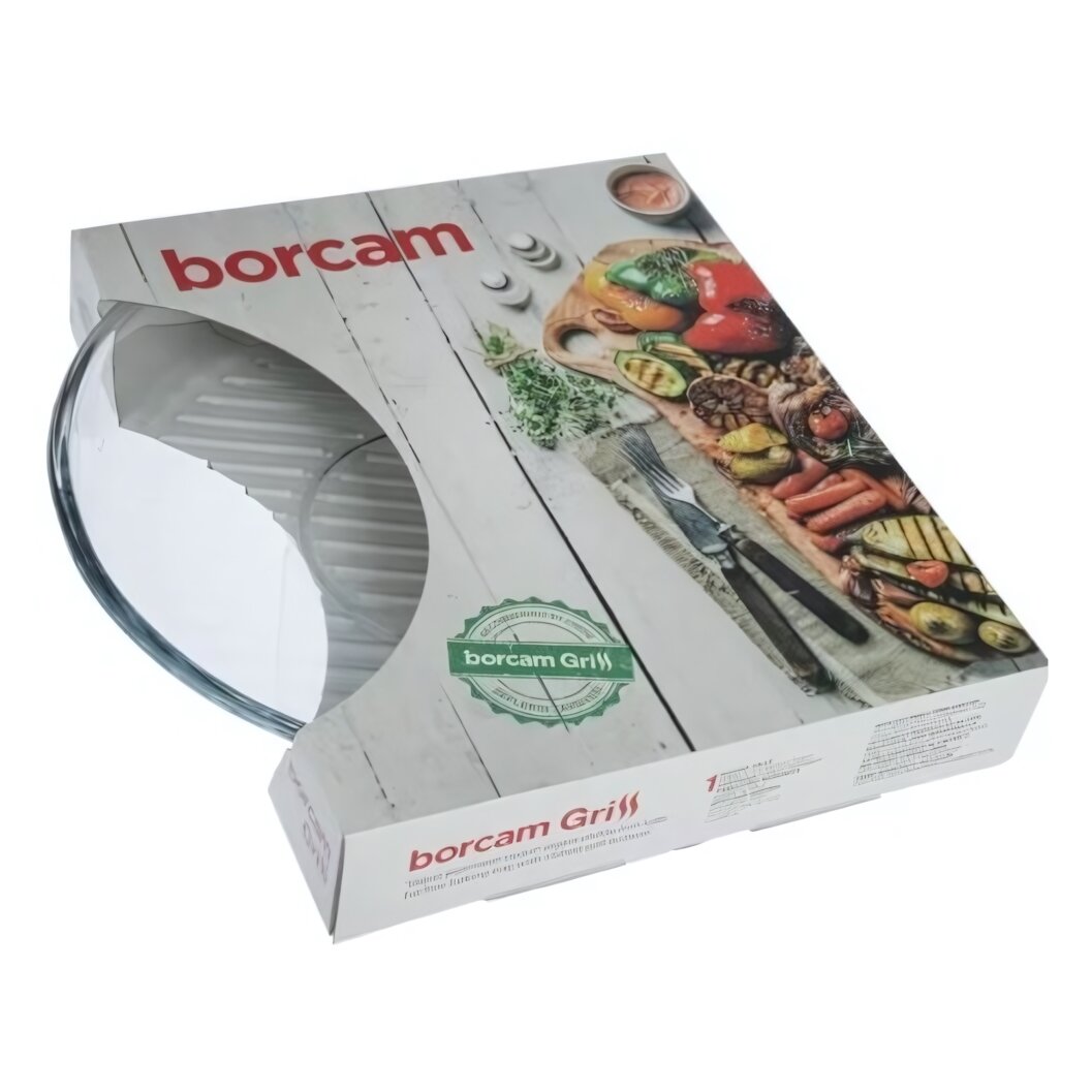 Форма для запекания "borcam Grill" круглая 1720 мл, жаропрочное стекло, 260 мм, без крышки