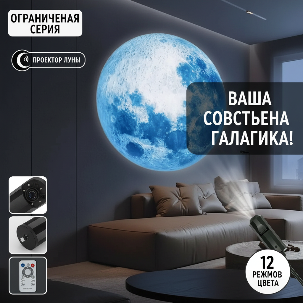 USB проектор ночник Луна-Земля с 10 планетарными узорами для спальни и детской