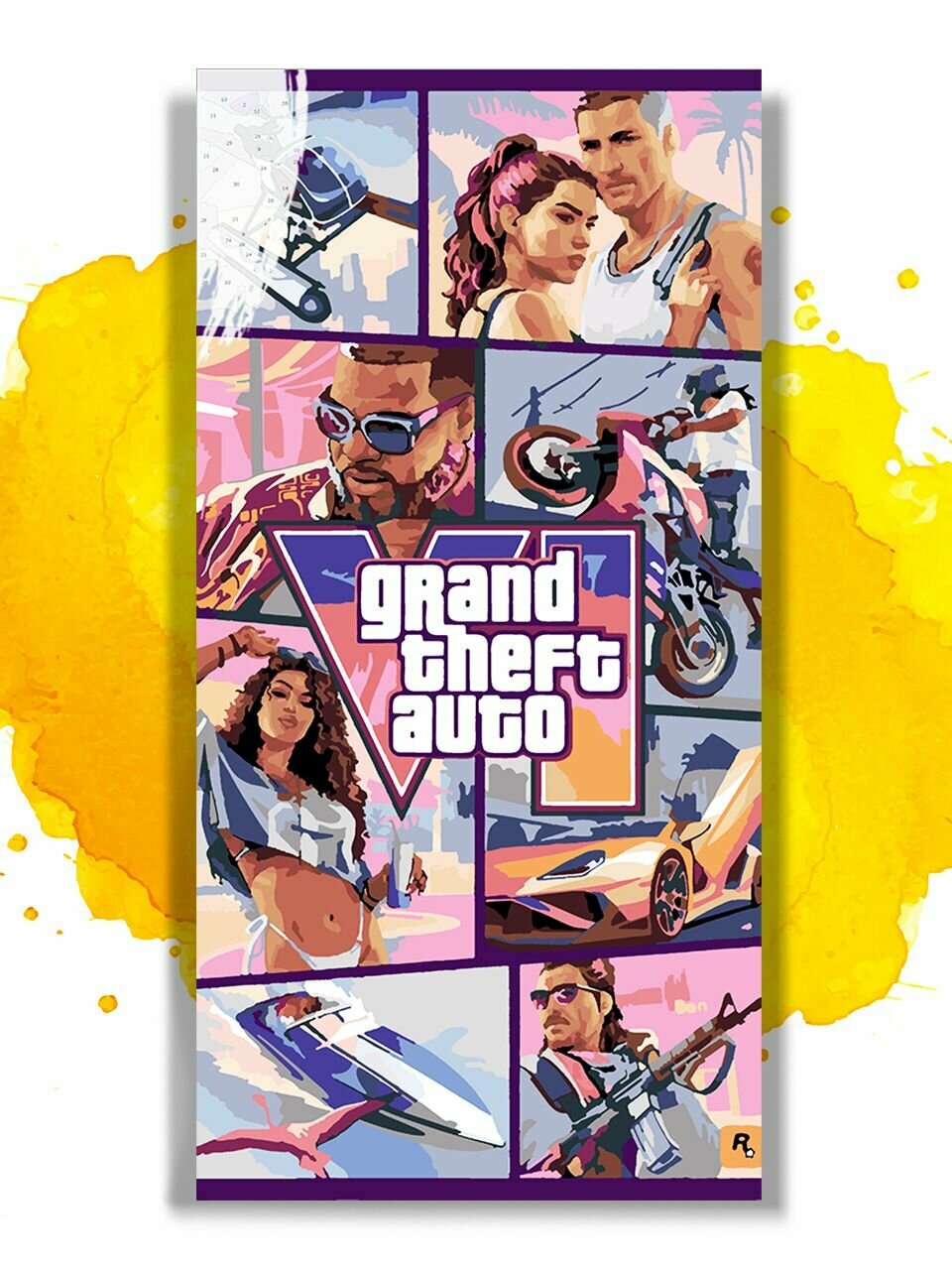 Картина по номерам на холсте GTA VI - Обложка, 30 х 60 см