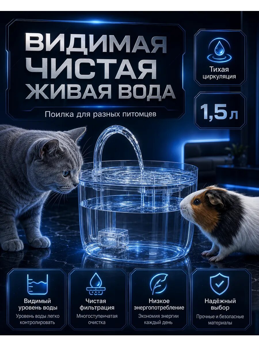 Поилка автоматическая для кошек и собак