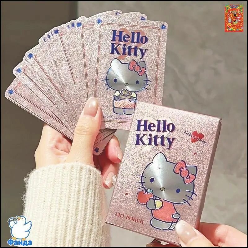 Игральные карты Hello Kitty ПВХ водонепроницаемые милые для вечеринок и игр, 54 штуки в комплекте