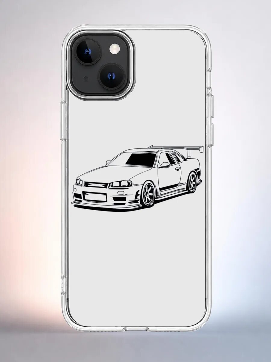 Чехол iPhone 13 скайлайн гтр силиконовый прозрачный