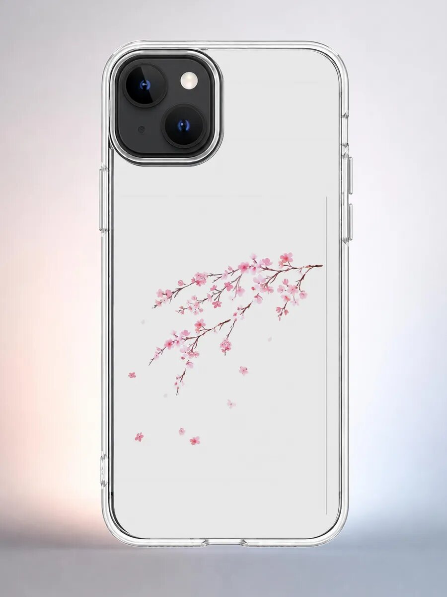 Чехол iPhone 15 сакура, акварель y2k Indie sleaze