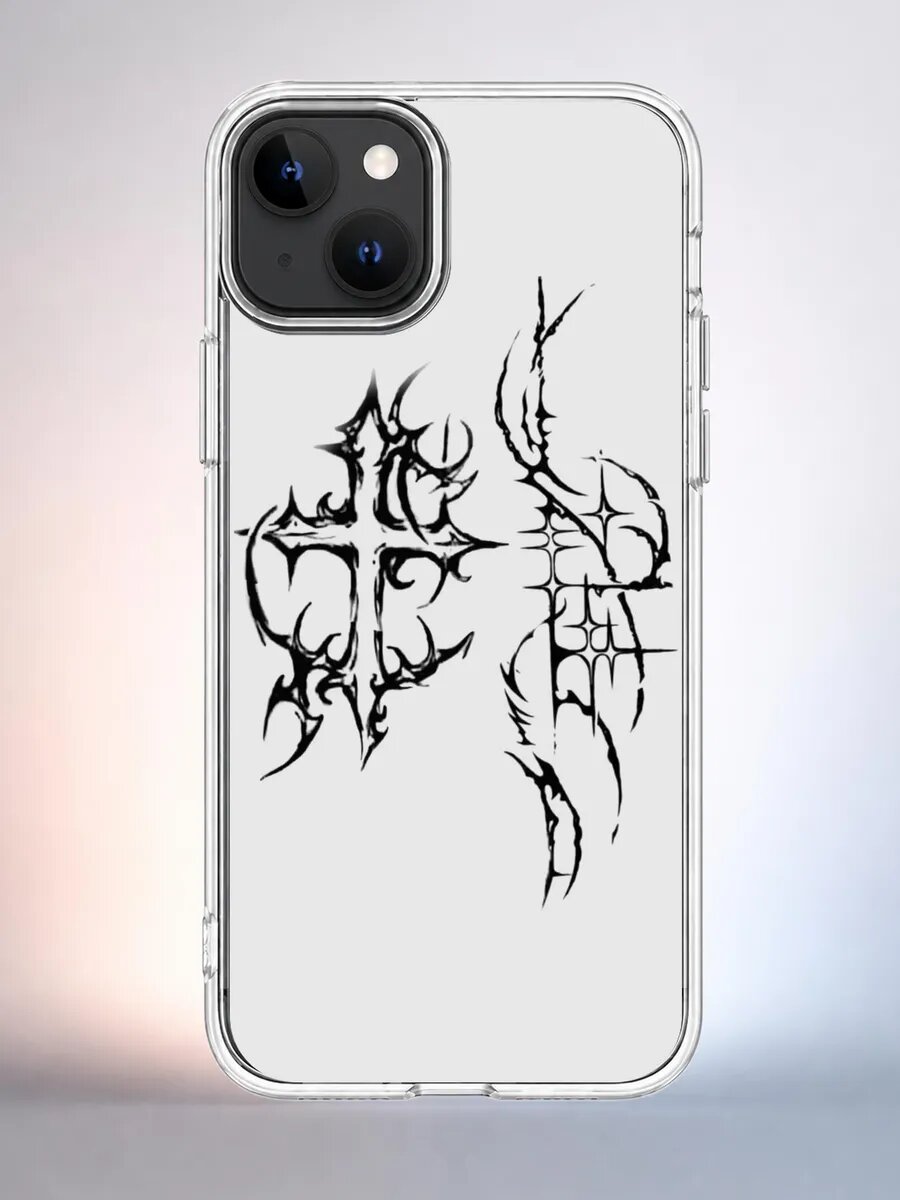 Чехол iPhone 13 готические кресты силиконовый прозрачный