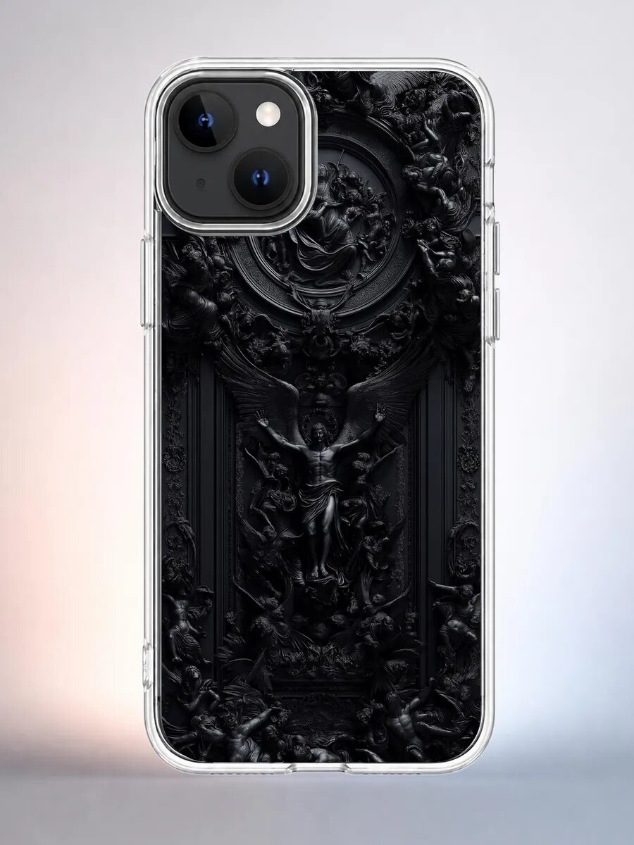 Чехол iPhone 15 барочный ангел силиконовый прозрачный