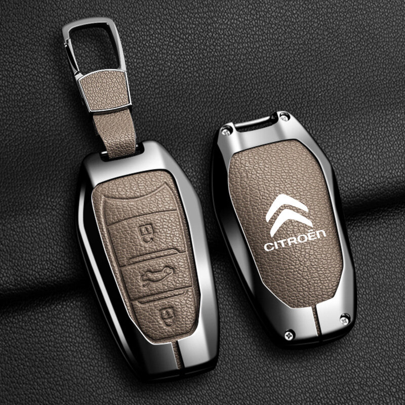 Оригинальный чехол для ключа Citroen C5, C4 и DS6 — коричневый орнамент из овчины с креплением B01