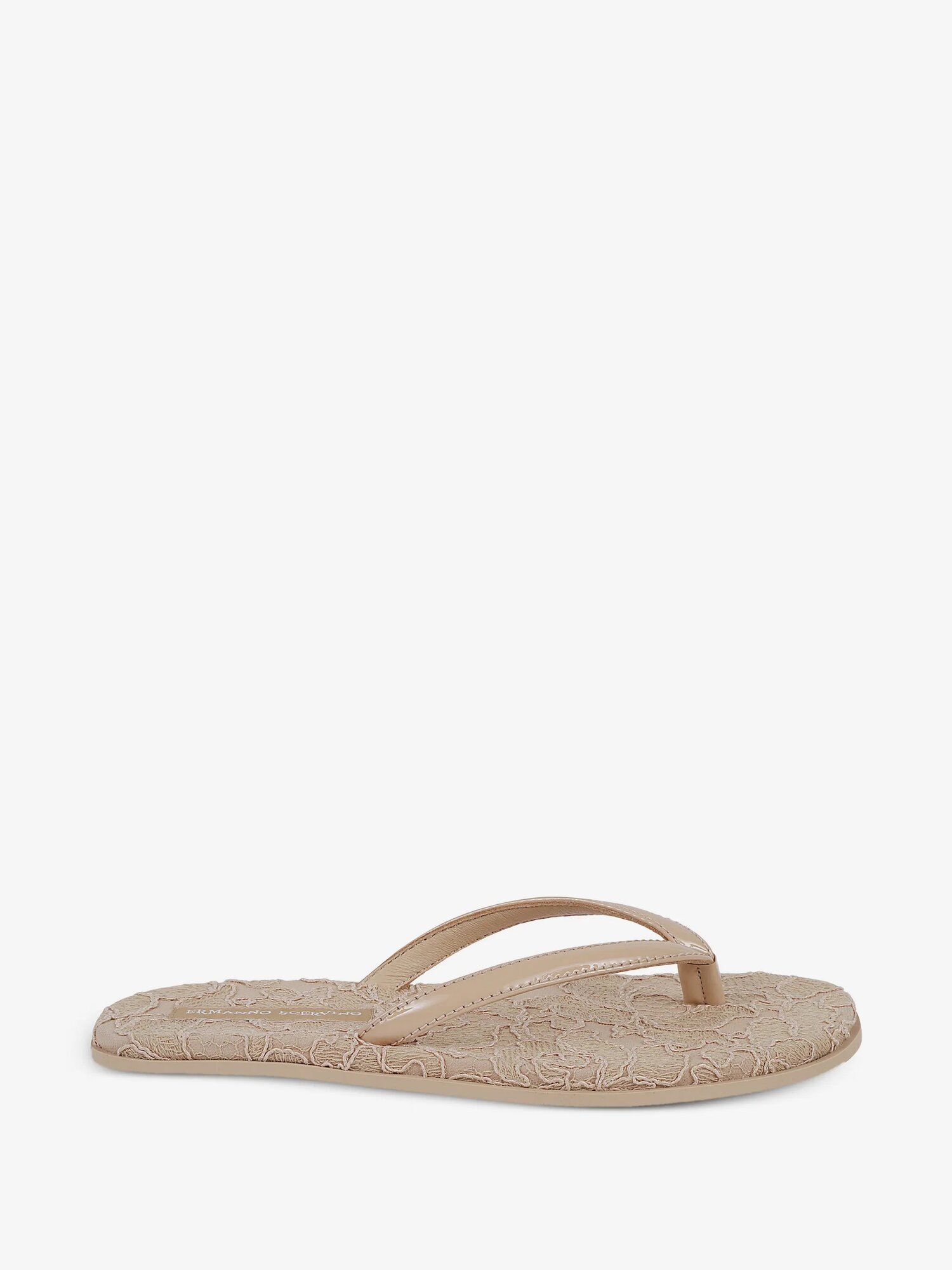 Шлёпанцы Ermanno Scervino Lace-covered patent-leather flip-flops