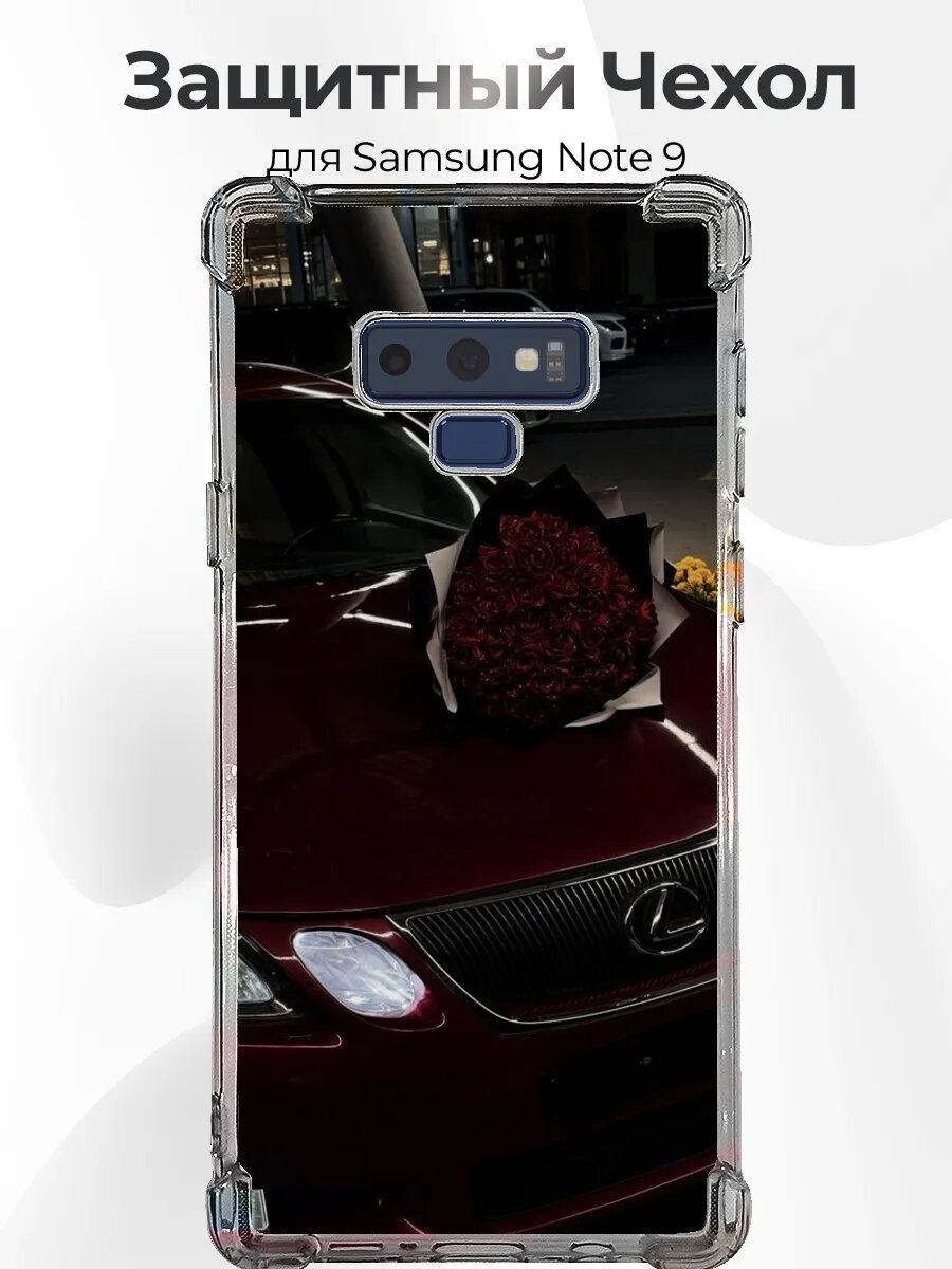 Чехол на Samsung Note 9 Бордовый Lexus GS S190 с розами