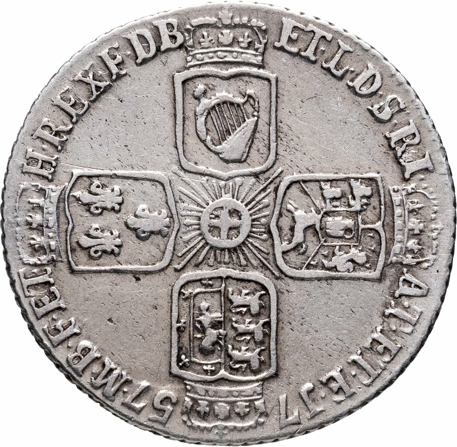 Великобритания 6 пенсов 1757 Георг II , Серебро 925, в сохранности VF-XF