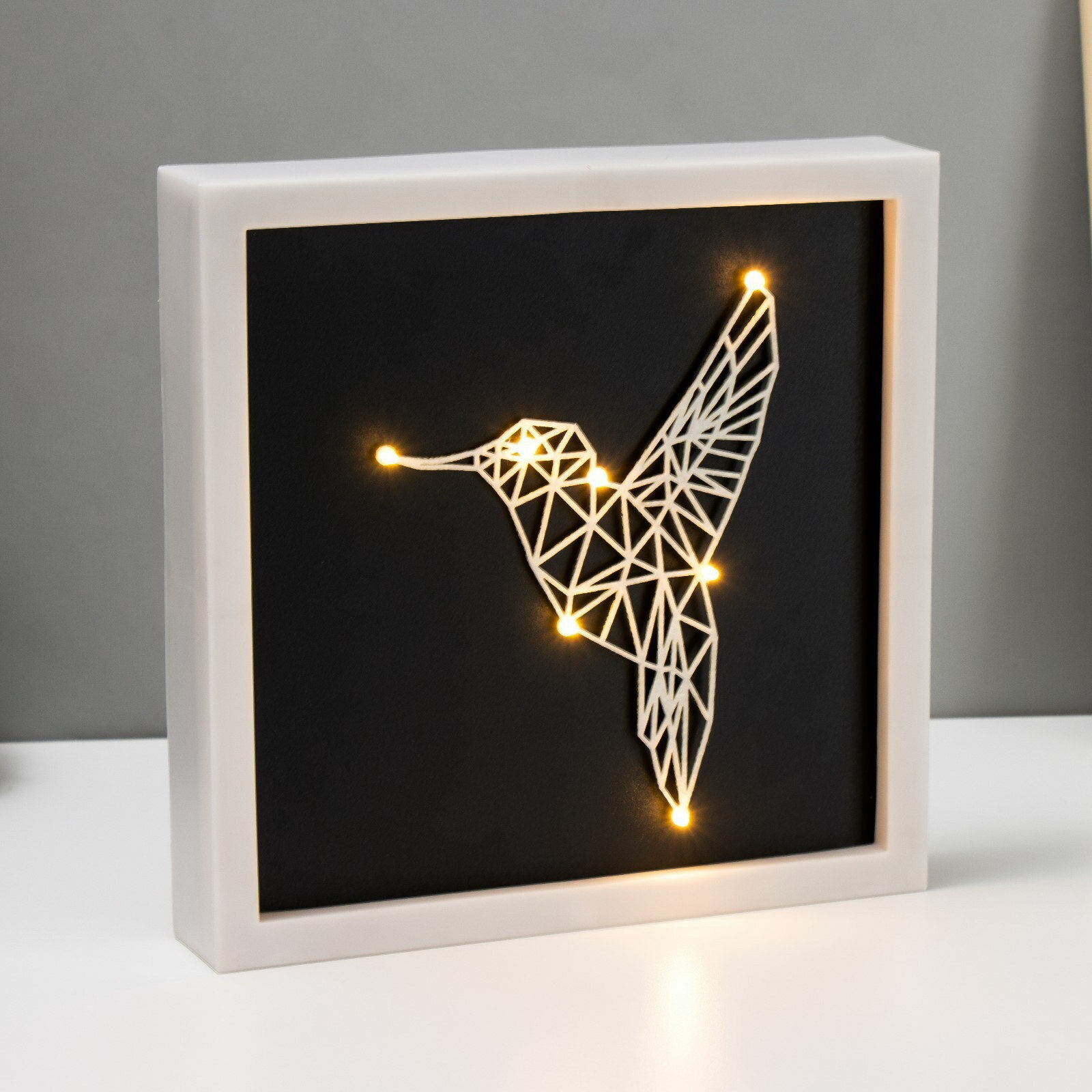 Световая картина-ночник "Колибри" LED USB от батареек 3хАА белый 24.5х24.5х3.5 см