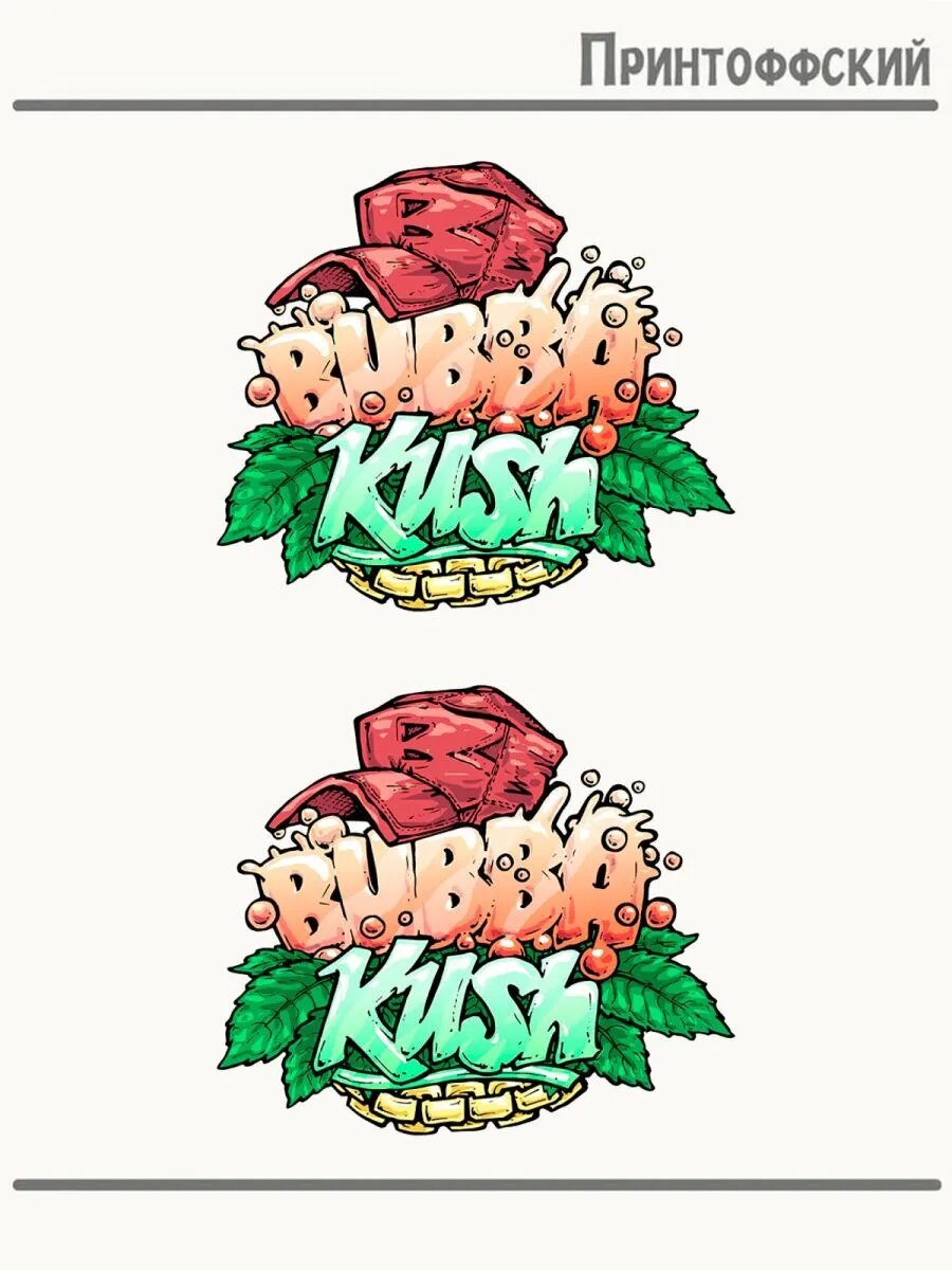 2-е (Две) Термонаклейки Красная Кепка Bubba Kush Буба Куш