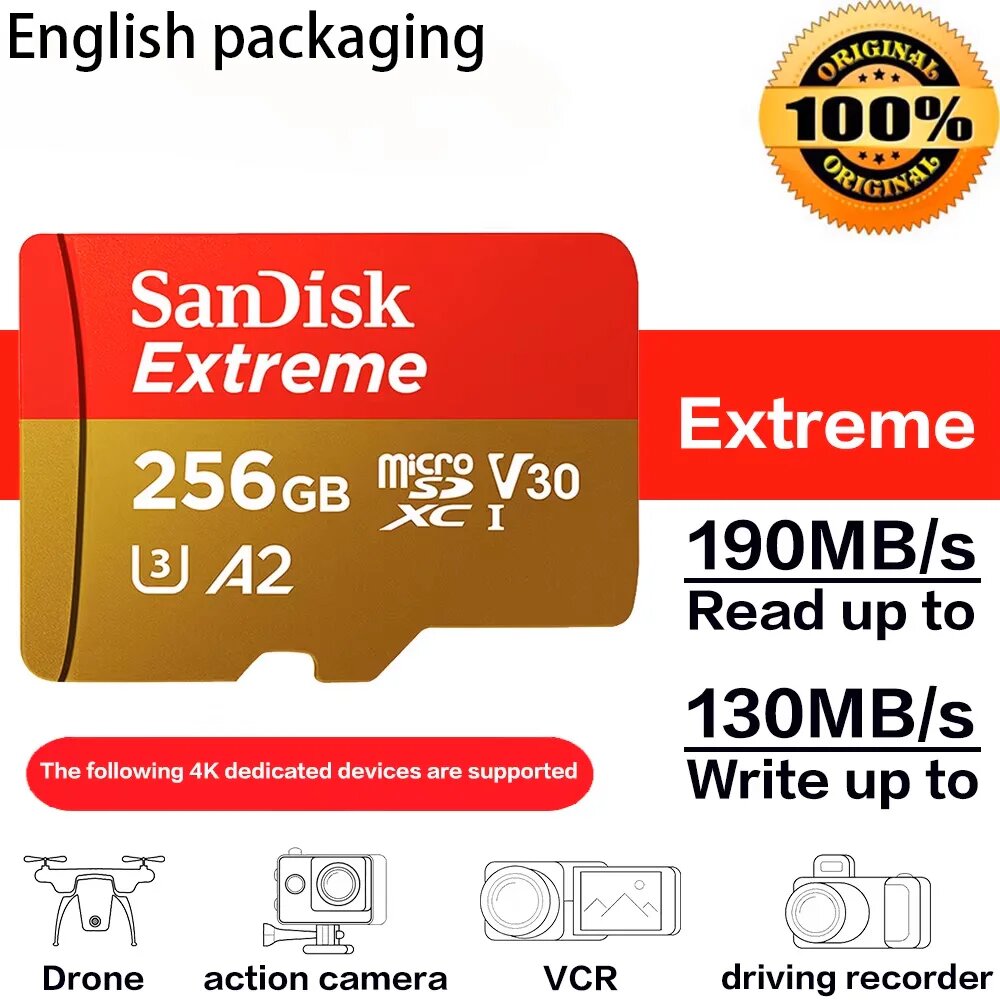 SanDisk Extreme 256GB MicroSD V30 A2 карта памяти