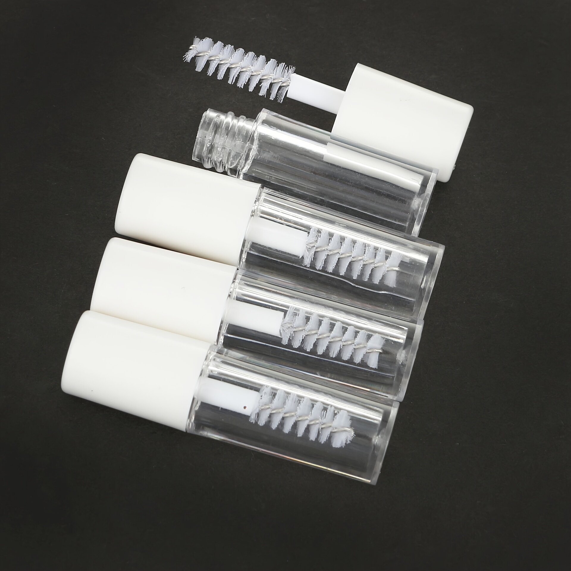 Мини-флаконы для туши с кисточкой, дорожные герметичные стеклянные контейнеры для косметики и сывороток, 4 шт. Белые