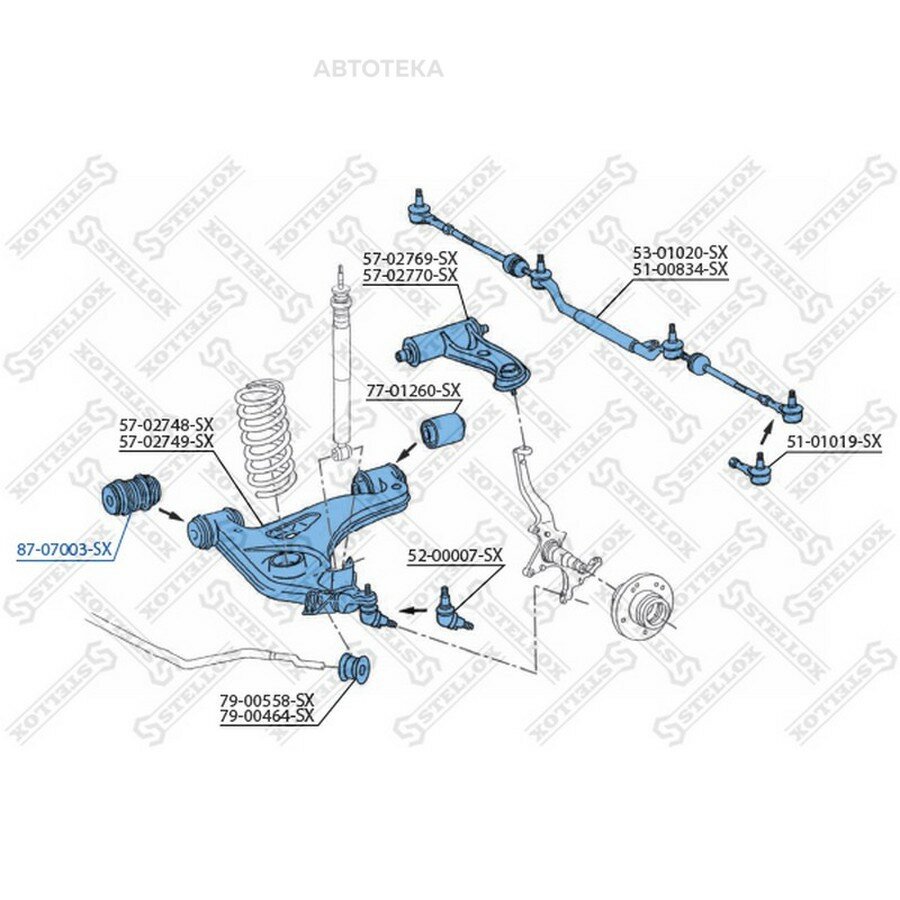 Сайлентблок MB W202 ALL 93-01 STELLOX 8707003SX
