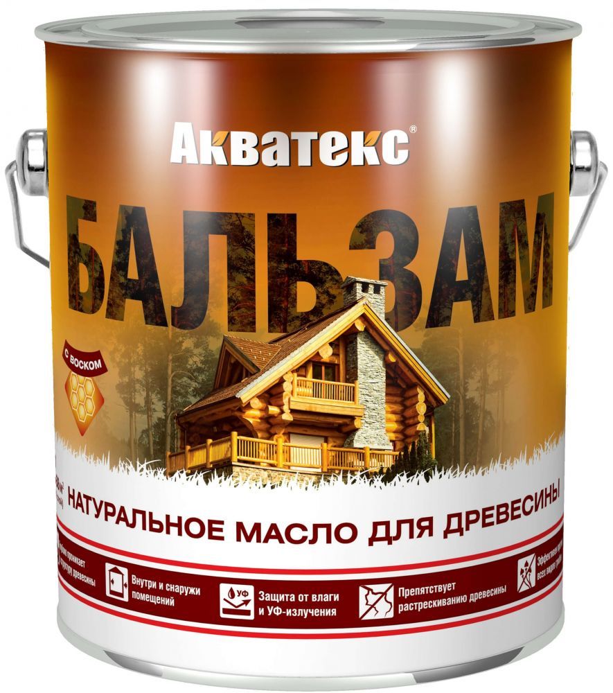 Натуральное Масло Акватекс Бальзам 0.75л Лиственница для Древесины для Внутренних и Наружных Работ.