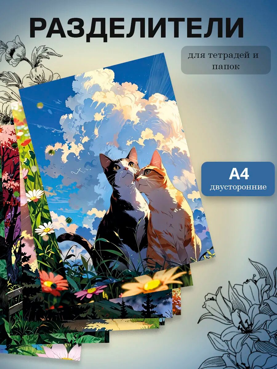 Разделители pinterest для тетради А4, котики из пинтерест