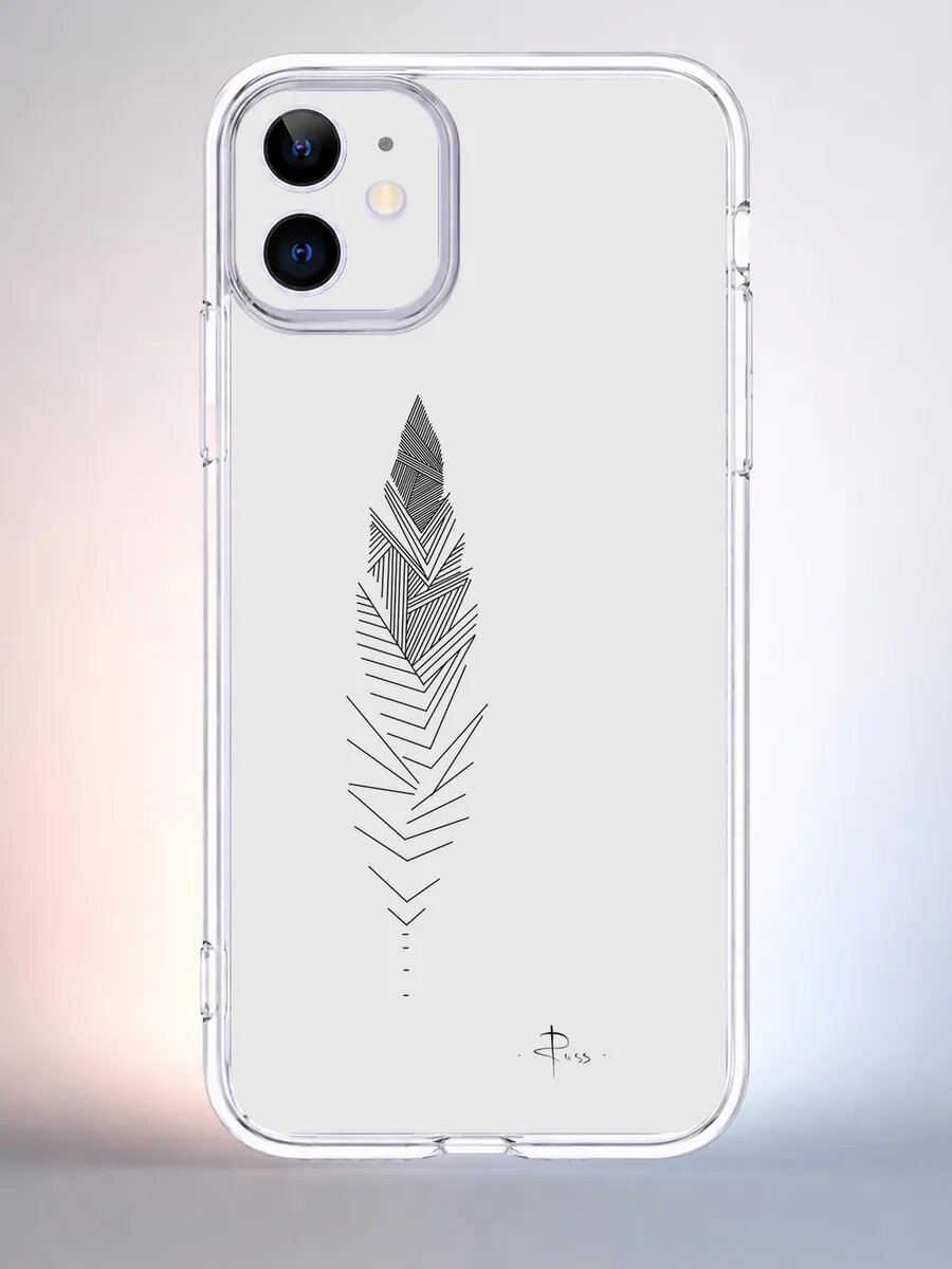 Чехол iPhone 11 перо геометрия силиконовый