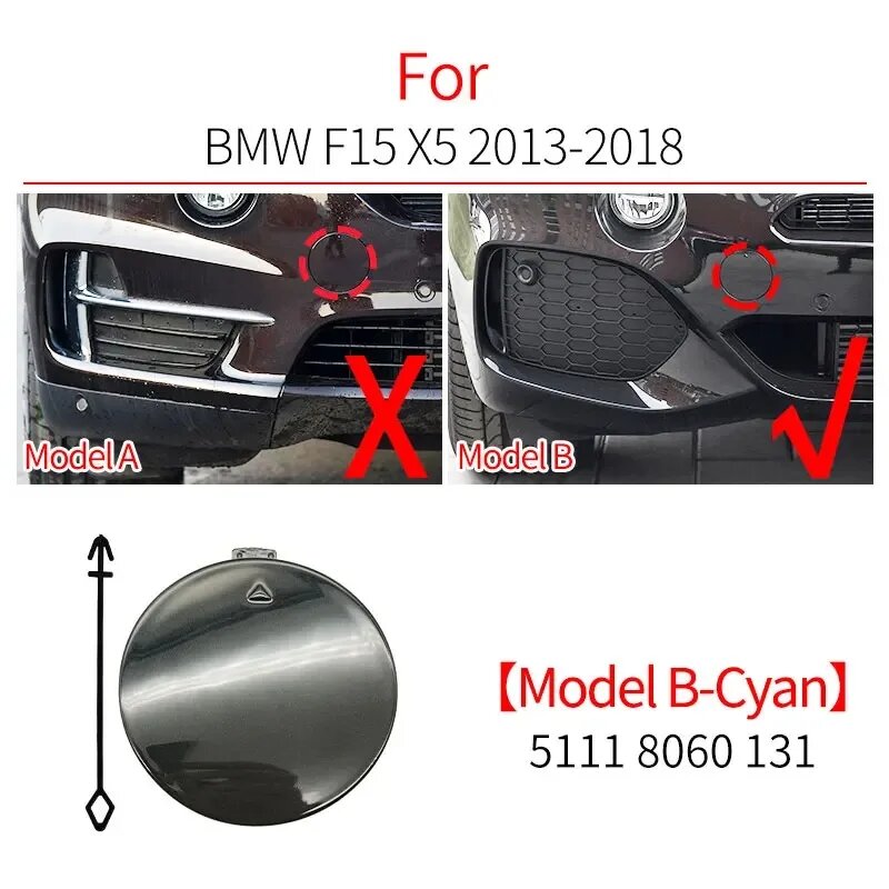 Заглушка буксировочного крюка переднего бампера для BMW X5 F15 51118060131 51117378591 2014-2018, черная/белая