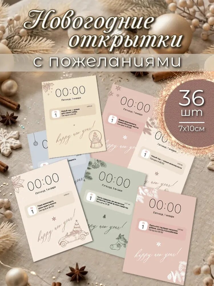 Новогодние открытки мини, набор открыток на Новый Год 2027, новогодний декор
