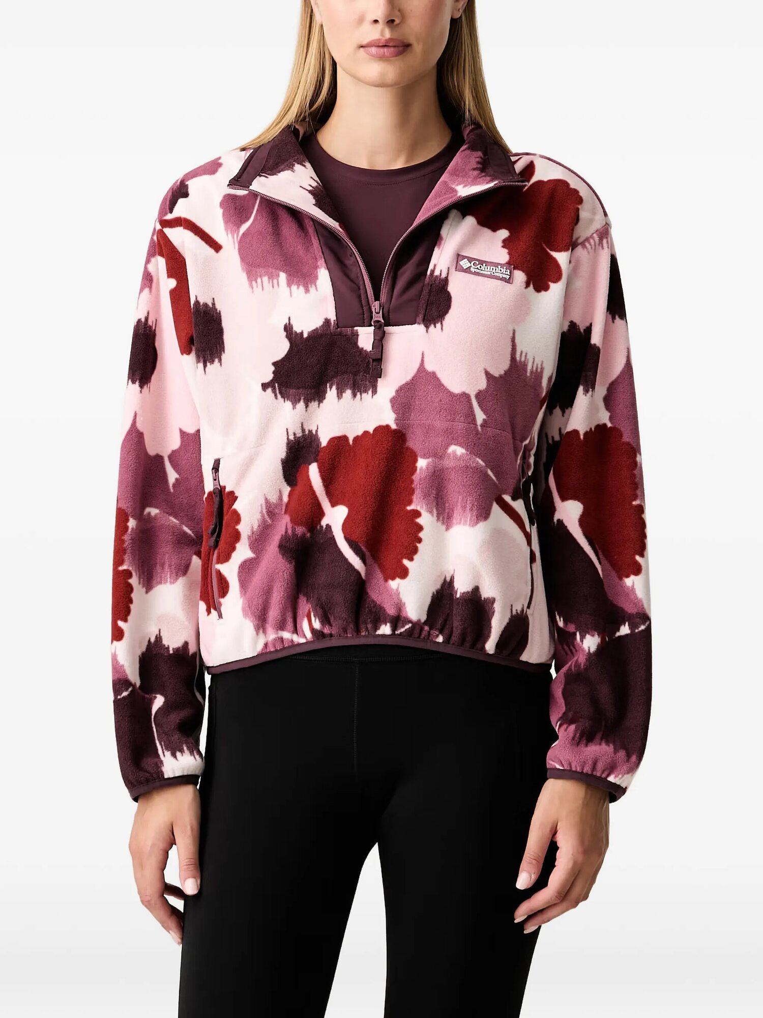 Свитер Floral-print quarter-zip pullover
