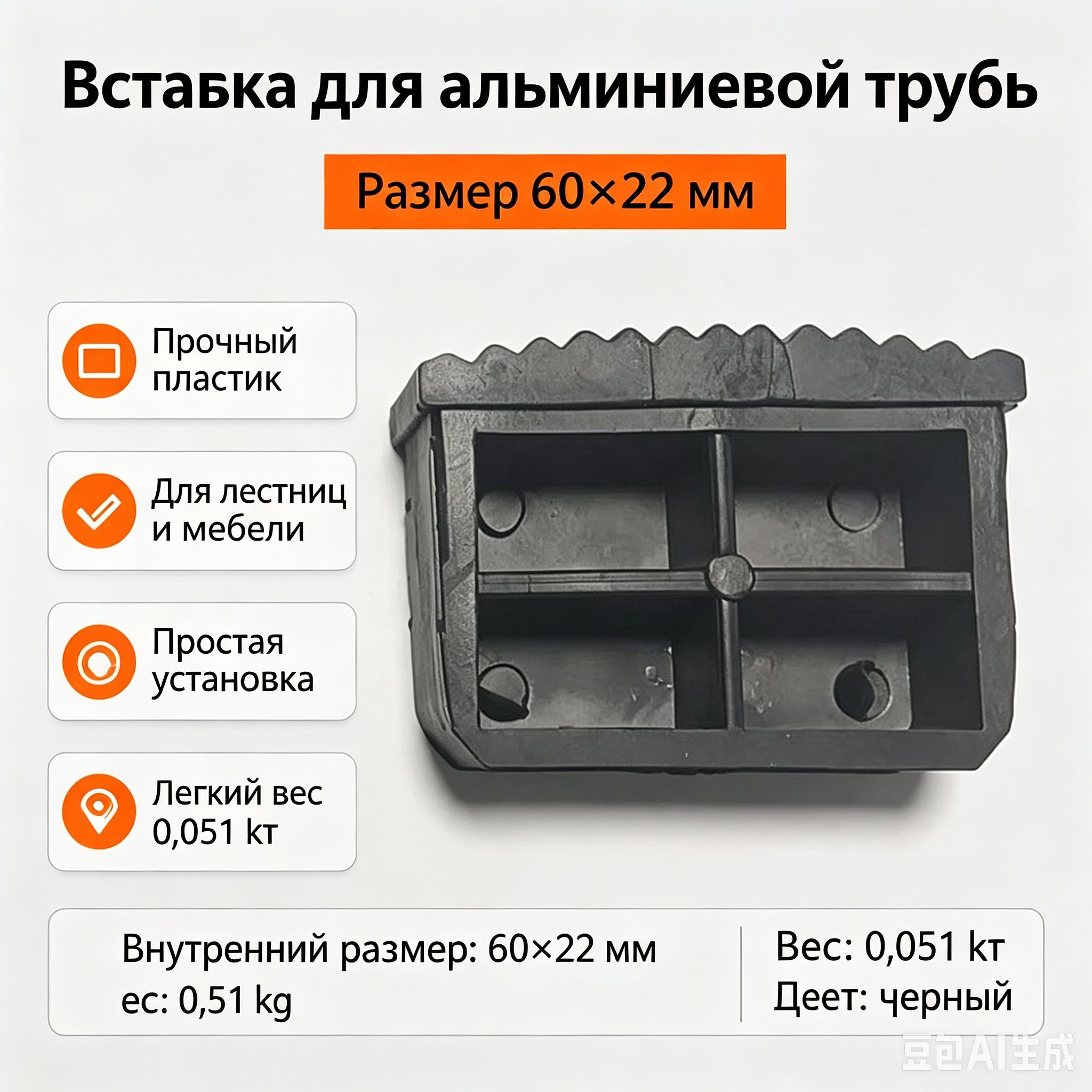 Стопор для ножек лестницы Нескользящая крышка для ножек лестницы прямоугольной формы 6 * 2,2 cm внутренняя заглушка 1 защитные накладки на ножки протекторы для лестниц внутренние фиксаторы прямоугольные чехлы