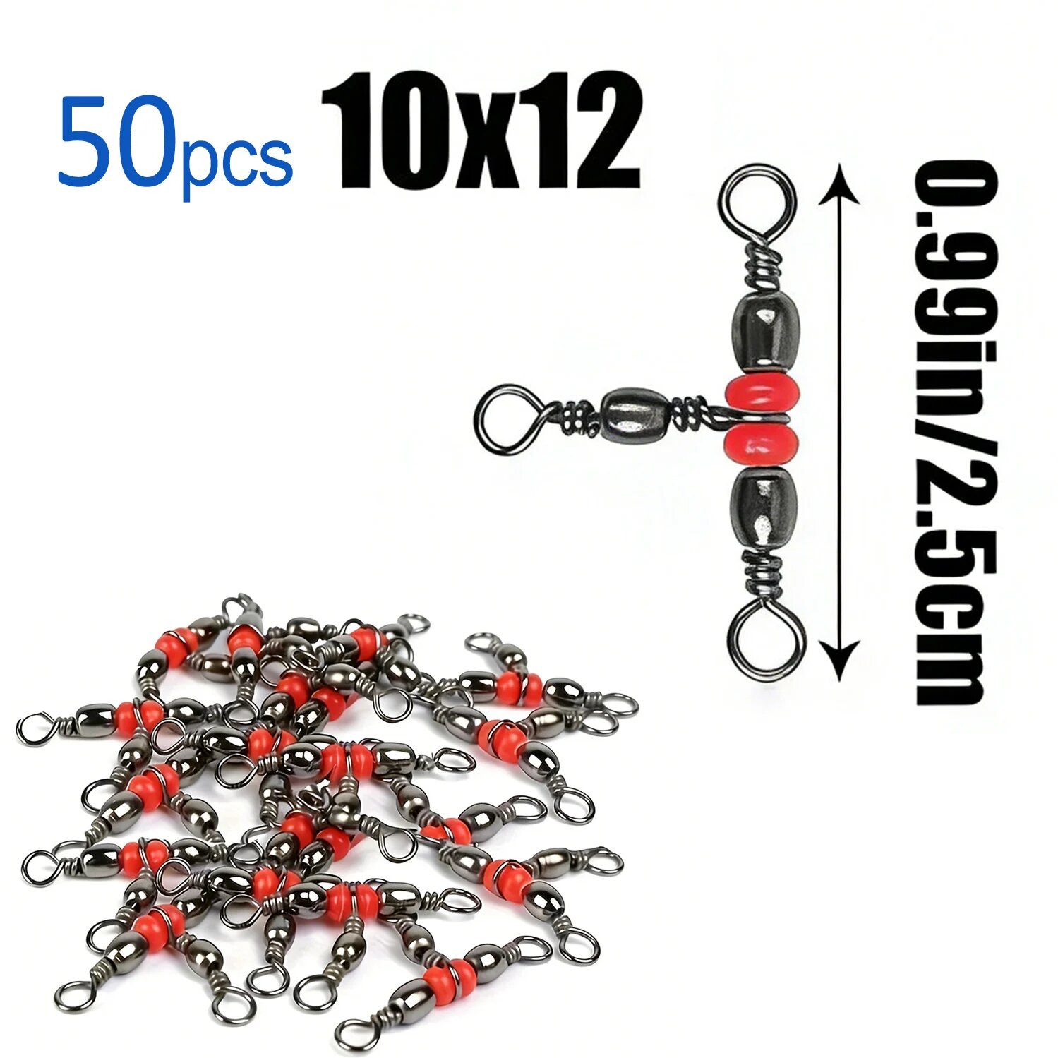Рыболовные соединители трехходовые вертлюги-бочонки 10x12 50pcs