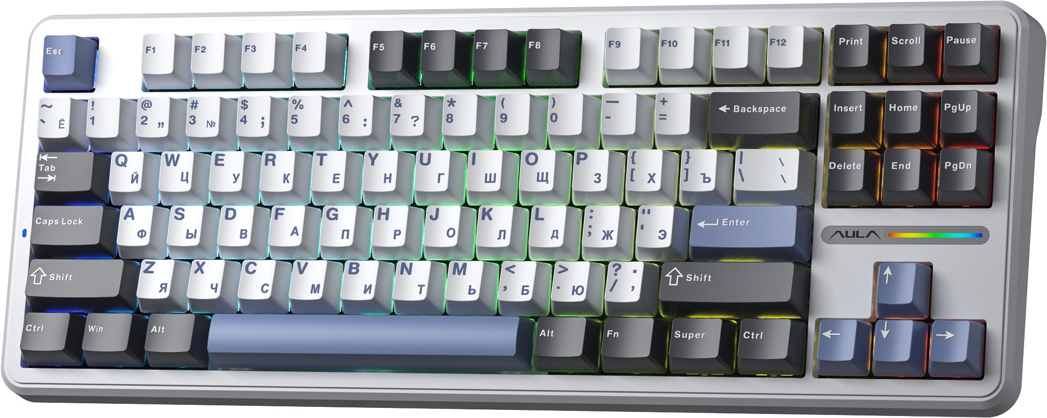 F87 PRO Greywood V3 Беспроводная механическая игровая клавиатура, русская раскладка, разноцветная