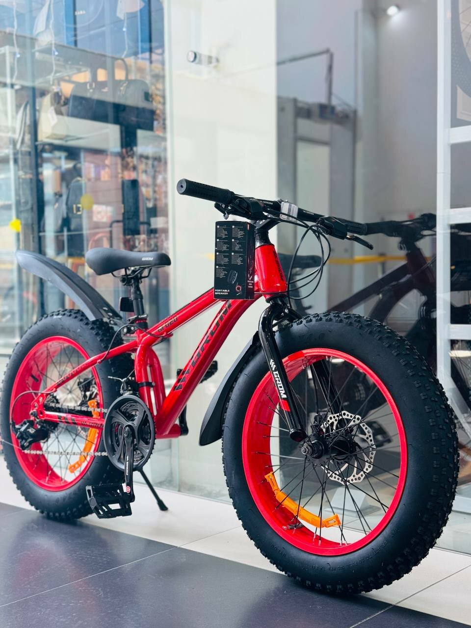 Fatbike Горный велосипед детский Фэтбайк GROM, 20*4.0 дюймов / подростковый для прогулки / скоростной, спортивный велик для подростков красный