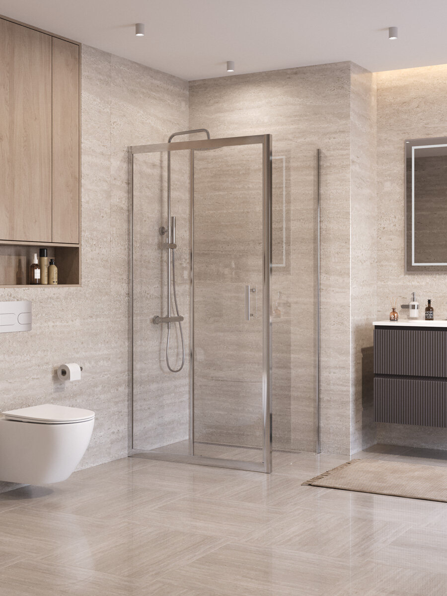 Душевой уголок BelBagno UNO-195 110x70 UNO-195-AH-1-110/70-C-Cr стекло прозрачное, профиль хром