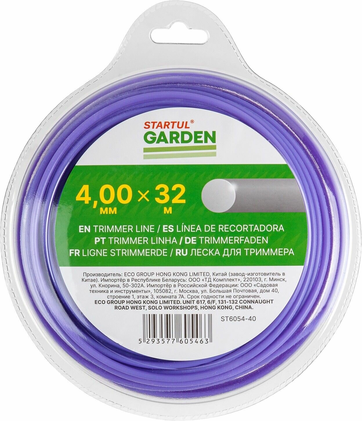 Леска для триммера d 4.0 мм х 32 м сечение круглое STARTUL Garden (ST6054-40)