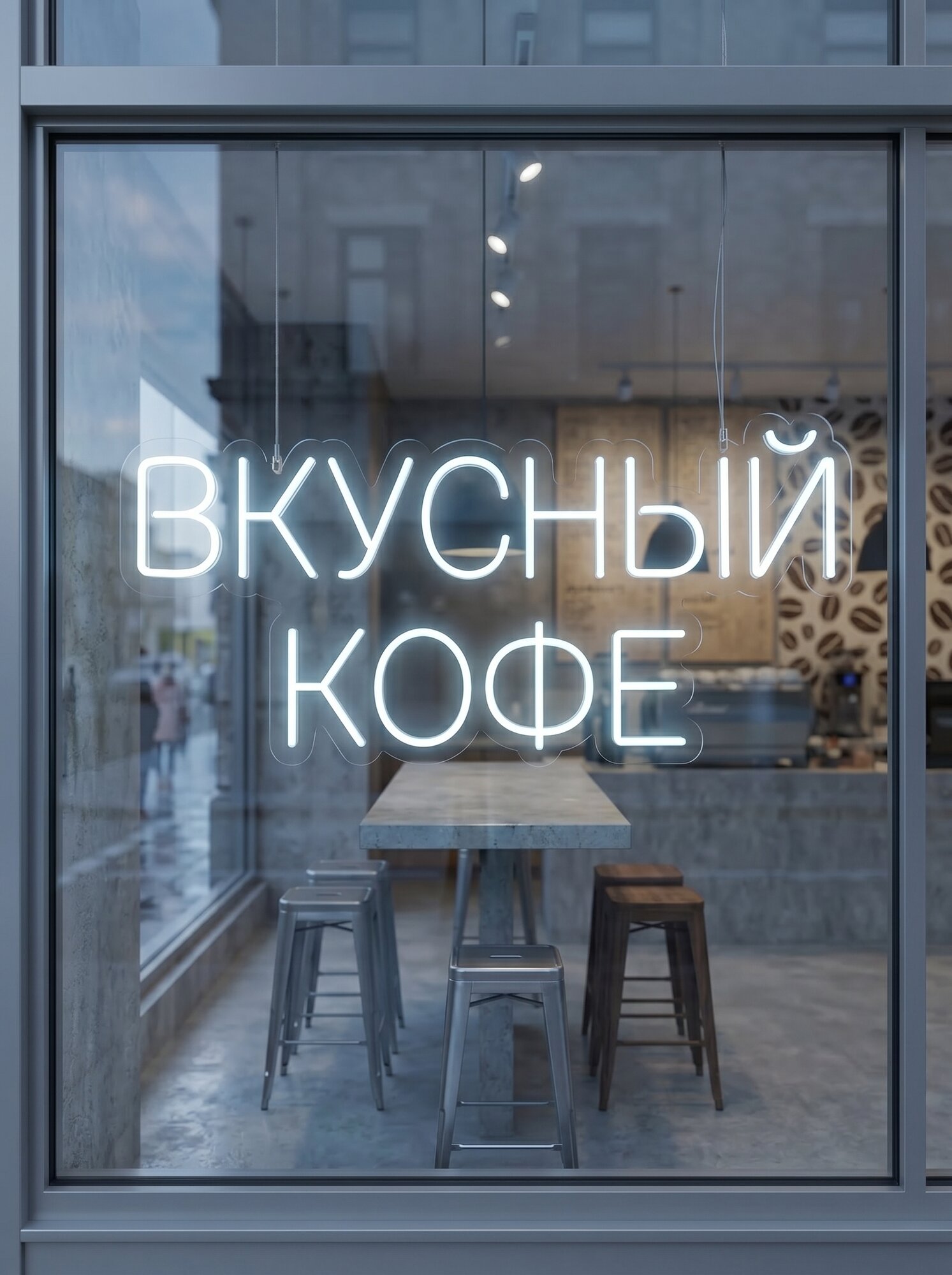 Неоновая вывеска "вкусный кофе" 62х30 см, неоновая надпись, LED светильник для кофейни