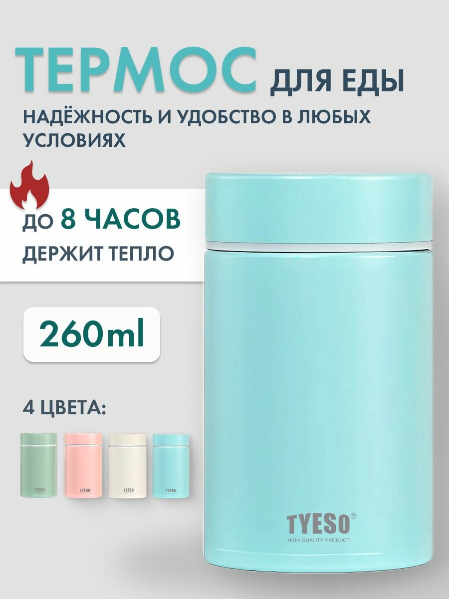 Термос для еды с широким горлом 0,26 л объем 260 мл маленький TYESO