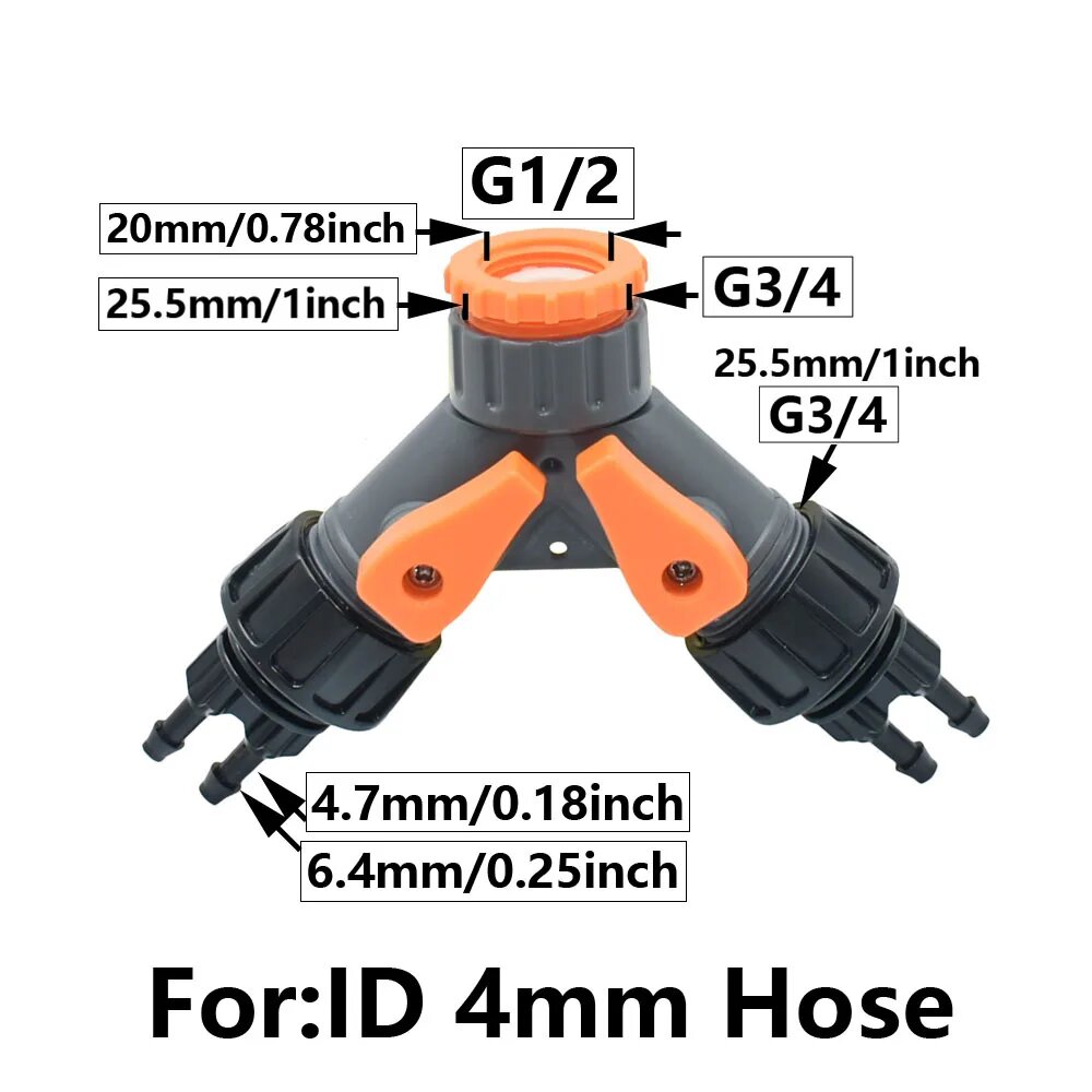 Пластиковый разветвитель воды для шланга G1/2 G3/4 4-way